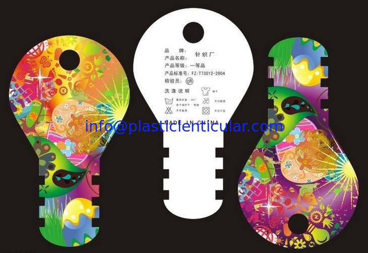 PLASTIC LENTICULAR customized shape design 3d lenticular hang tag flip ...